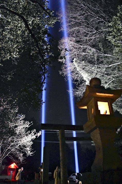 復興へ思い寄せて青い光、夜空を照らす 9、11日「光のモニュメント」47news（よんななニュース）
