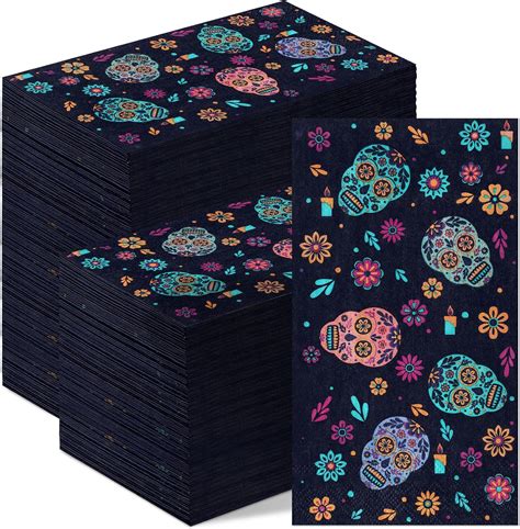 200 Pcs Day Of The Dead Guest Napkins Disposable Hand