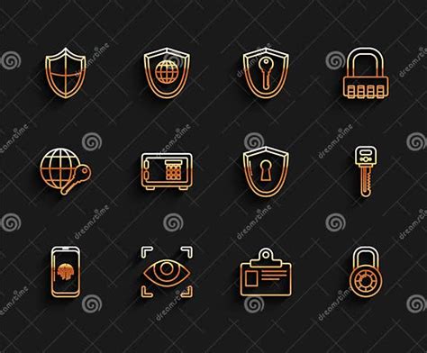 Set Line Smartphone With Fingerprint Scanner Eye Shield Identification Badge Safe