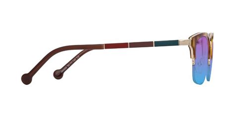 Tortoise Gold Retro Vintage Oval Semi Rimless Gradient Sunglasses