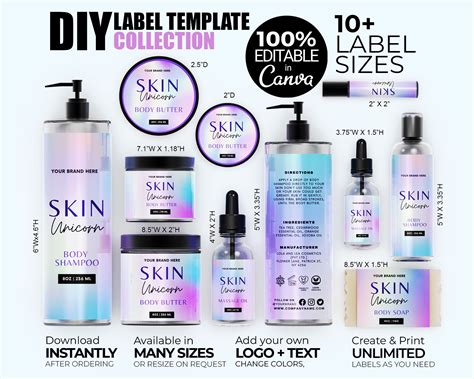 DIY Iridescent Cosmetic Product Labels Lgbt Sugar Scrub Cotton Candy Rainbow Skincare Bath