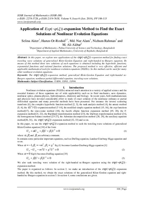 Pdf Application Of Exp Expansion Method To Find The Exact Solutions Of Nonlinear