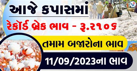 Vishabd આજે કપાસમાં રેકોર્ડ બ્રેક ભાવજાણો આજના કપાસના તમામ બજારોના