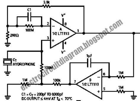 Electro Circuit Diagram Hydrophone Pre Amplifier Circuit