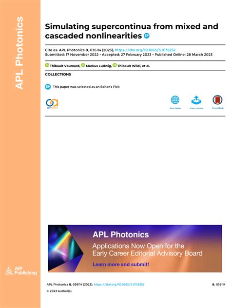 Pdf Simulating Supercontinua From Mixed And Cascaded Nonlinearities