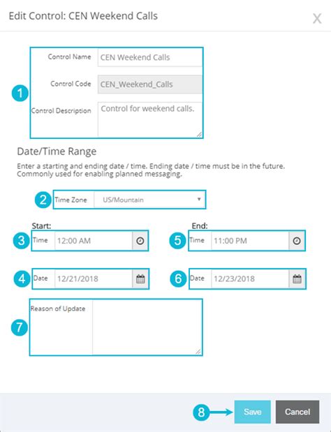 Update An Existing Datetime Range Control