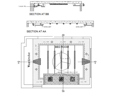 Dwg Drawing Of Bedroom Ceiling Plan With Sectional View