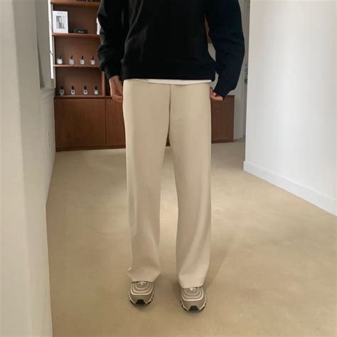 멜린 골지 니트 밴딩 와이드 일자 도톰 안감 따뜻 겨울 팬츠 6c