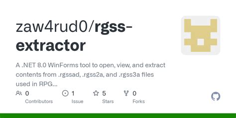 Github Zaw Rud Rgss Extractor A Net Winforms Tool To Open