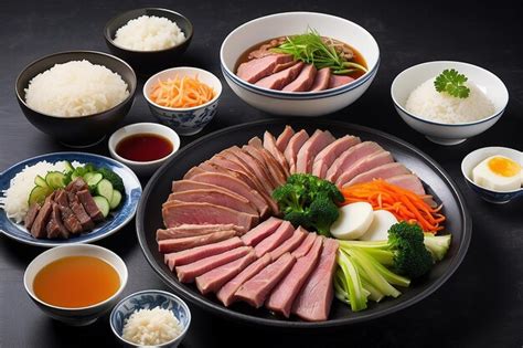 Premium Photo Sukiyaki Fresh Beef Pork Slices Vegetable Dinner Set