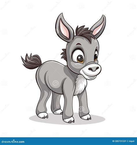 Donkey Jenny Hand Drawn Illustration Donkey Jenny Vector Doodle Style