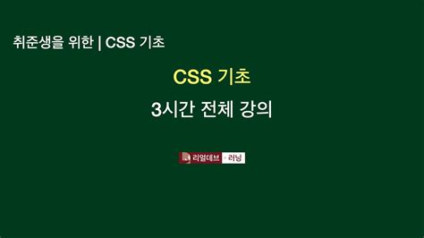 취준생을 위한 Css 기초 3시간 전체 강의 Youtube