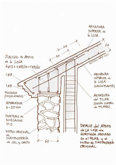 Detalle Del Apoyo De Una Losa De Hormigón Armado En Un Pilar De