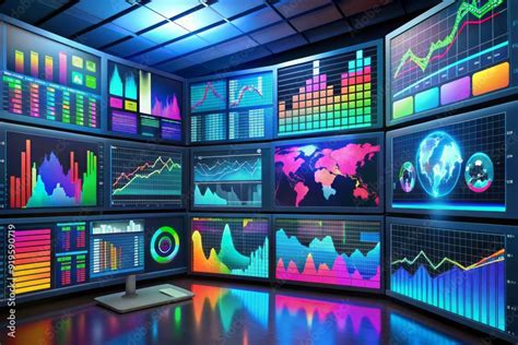 Colorful Digital Dashboard Displays Data Streams Charts And Graphs On