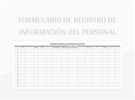 Plantilla De Excel Formulario De Registro De Información Del Personal Y