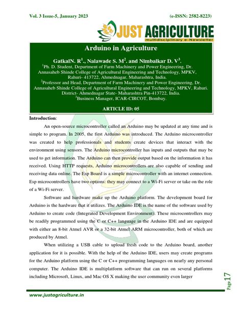 Arduino In Agriculture Pdf Arduino Bracket