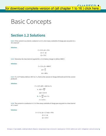 Sample For Solution Manual Basic Engineering Circuit Analysis 12th