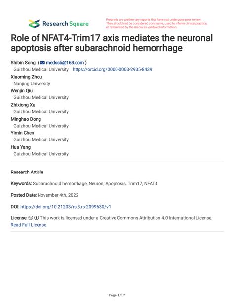 Pdf Role Of Nfat4 Trim17 Axis Mediates The Neuronal Apoptosis After