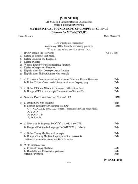 R16 Model Papers Cst Pdf Formalism Deductive Applied Mathematics
