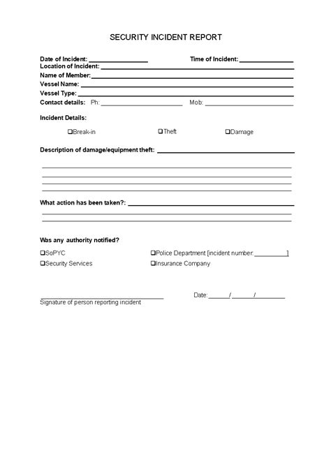 Security Incident Report Templates At Allbusinesstemplates Com
