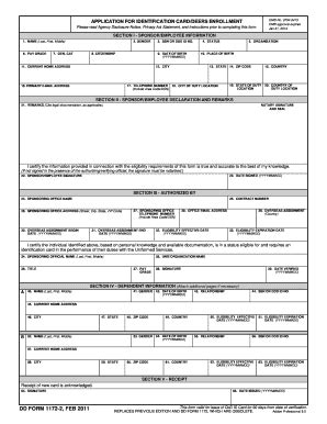 Fillable Online DD Form 1172 2 Application For Identification Card