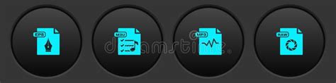 Set Eps File Document M3u Mp3 E Icono Raw Vector Stock de ilustración Ilustración de