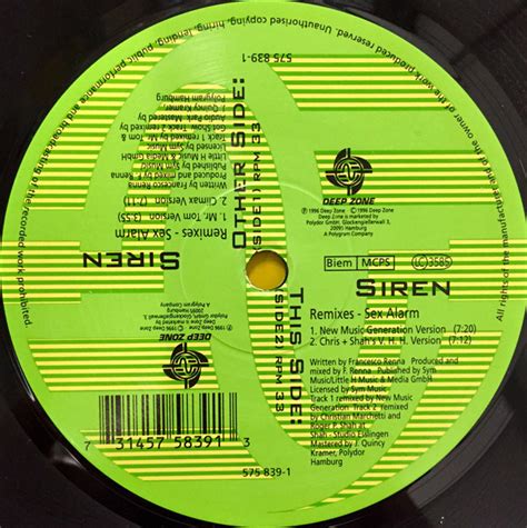 Sex Alarm Siren Remixes Vinyl 12 33 ⅓ Rpm 1996 R118118