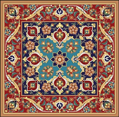 فرش ایرانی طرح اصلی بافت وکتور عشایر آسان برای ویرایش و تغییر چند رنگ