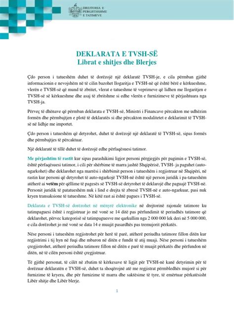 Deklarata E Tvsh Se Librat E Shitjes Dhe Blerjes Pdf