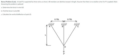 Solved Bonus Problem 3 Pts A Load P Is Supported By Three Chegg