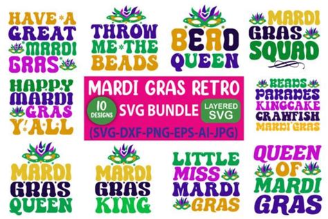 Mardi Gras Retro SVG Bundle Graphic By SZ Artwork Creative Fabrica