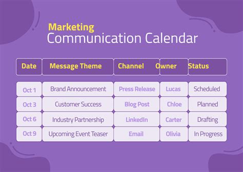Free Quarterly Marketing Calendar Template To Edit Online