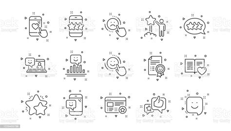 피드백 라인 아이콘입니다 사용자 의견 고객 서비스 및 별 등급 선형 아이콘 세트입니다 벡터 고객에 대한 스톡 벡터 아트 및 기타 이미지 Istock