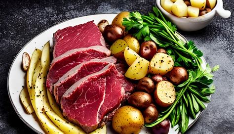 Premium Ai Image Photo Meat Plate With Potatoes And Souce