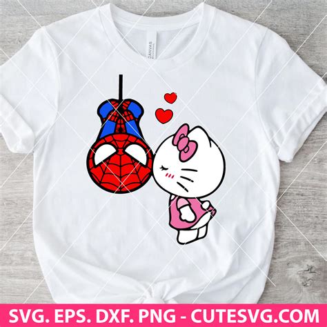 Spider Man Kissing Kitty Svg Spiderman And Hello Kitty