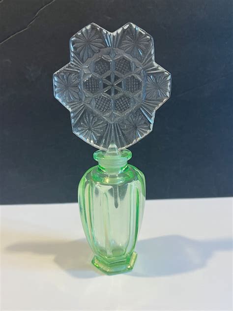 Rare Antique Vaseline Perfume Glass Bottles Uranium Gem