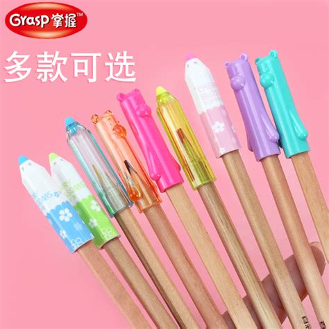 掌握儿童铅笔套铅笔帽保护套小学生学生专用保护帽握笔器幼儿园笔套笔帽笔盖可爱卡通初学者铅笔盖硅胶握笔器 虎窝淘