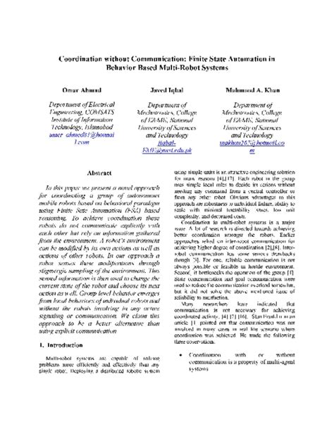 Pdf Coordination Without Communication Finite State Automation In