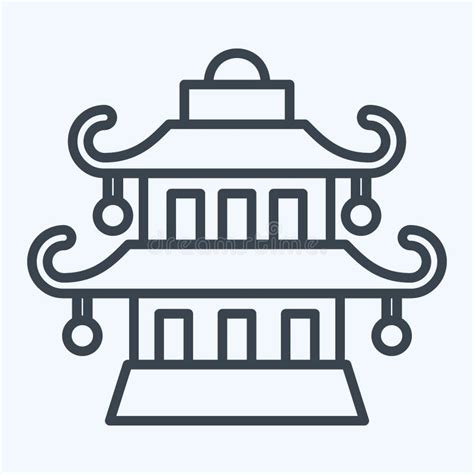 Icon Pagoda Related To Chinese New Year Symbol Line Style Stock
