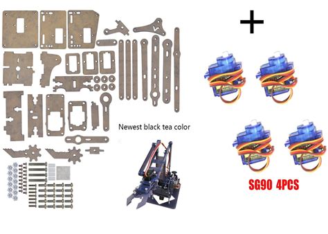 SG90 MG90S 4 Dof Unassembly Acrylic Mechanical Robot Manipulator Claw