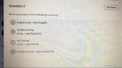 Solved Question Points Which Declaration Of The Chegg
