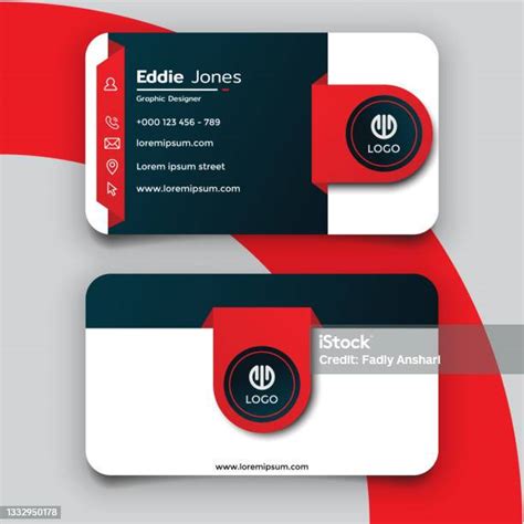 Desain Templat Kartu Nama Hitam Putih Dan Merah Profesional Templat
