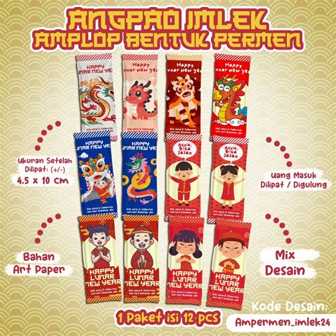 Jual Amplop THR Bentuk Permen 1 Paket Isi 12 Pcs AMPLOP THR