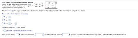 solved given the null and altemative hypotheses sample