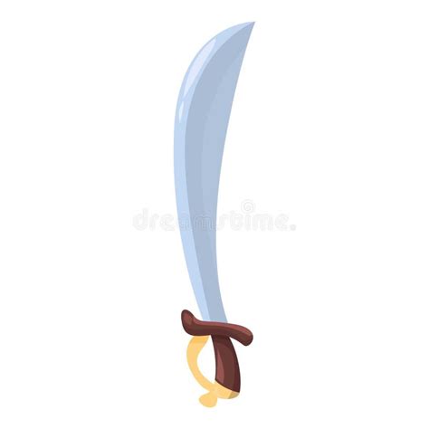 Curved Sword With Golden Hilt Guard Is Standing Upright Stock Vector