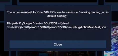 Background Application Does Not Appear In Binding Interface In Steamvr