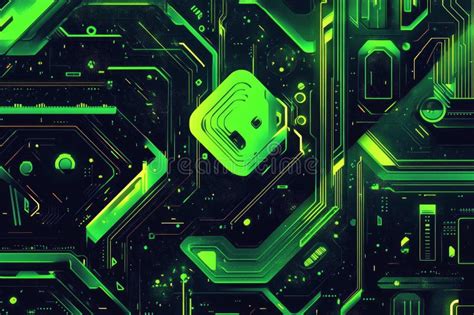 Futuristic Circuit Board With Neon Lights Neural Network Ai Generated