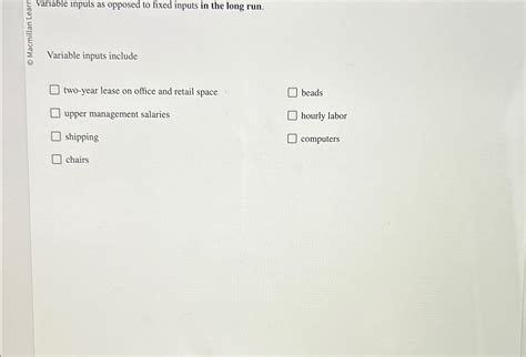 Solved 등 ﻿variable Inputs As Opposed To Fixed Inputs In The