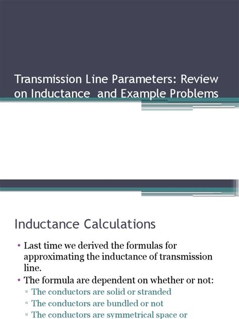 Transmission Line Parameters Pdf Inductance Transmission Line