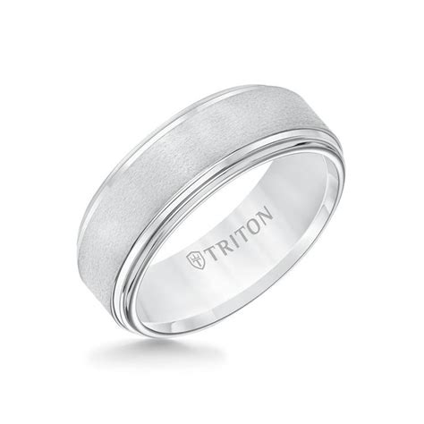 8mm Tungsten Satin Finish With Double Step Edge 8mm Mens Wedding Band 8mm Tungsten Satin Finish With Double Step Edge 8mm Mens Wedding Band